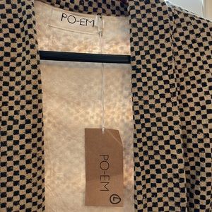 poem | Jackets & Coats | Poem Check Swing Jacket In Tan And Black Mini ...